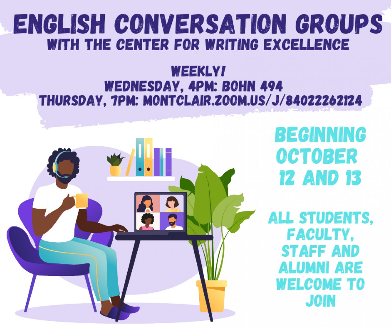 Virtual: English Conversation Groups - University Calendar - Montclair ...